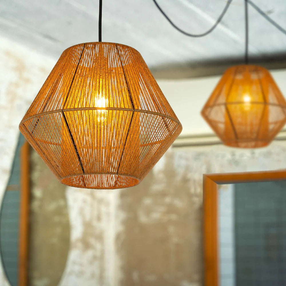 Natural Jute Dual-Cone Pendant Light | Artisanal Eco-Chic Lighting ...